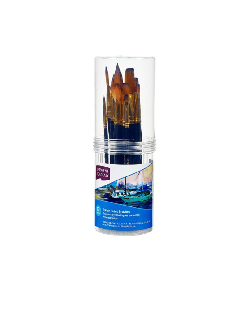 DERWENT ACADEMY TAKLON SMALL BRUSH SET CYLINDER 12 PACK - Thef:;llstop
