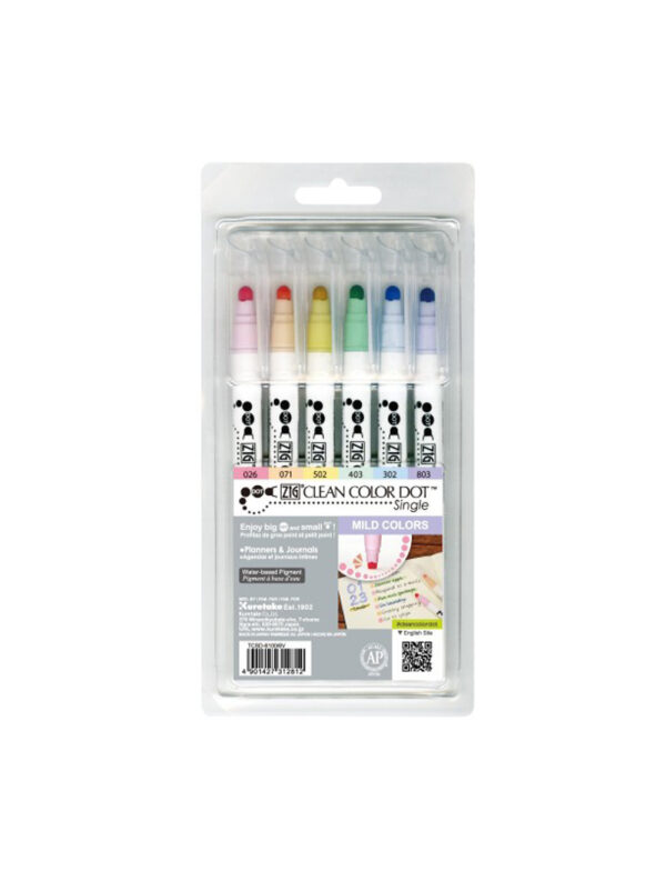KURETAKE ZIG CLEAN COLOUR DOT MARKER - 6 MILD COLOR SET - Thef:;llstop