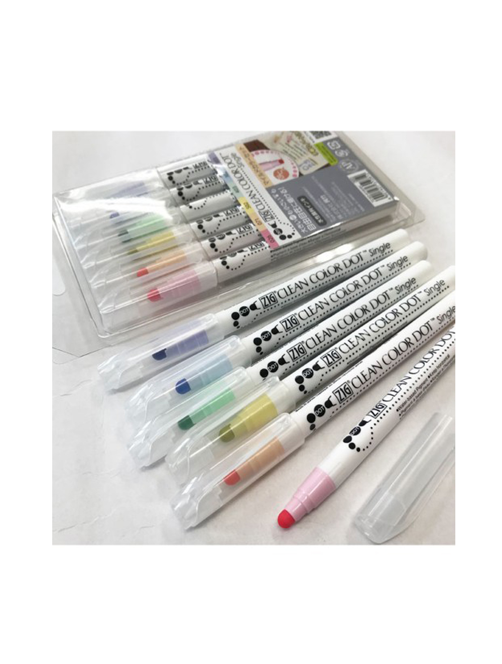 KURETAKE ZIG CLEAN COLOUR DOT MARKER - 6 MILD COLOR SET - Thef:;llstop