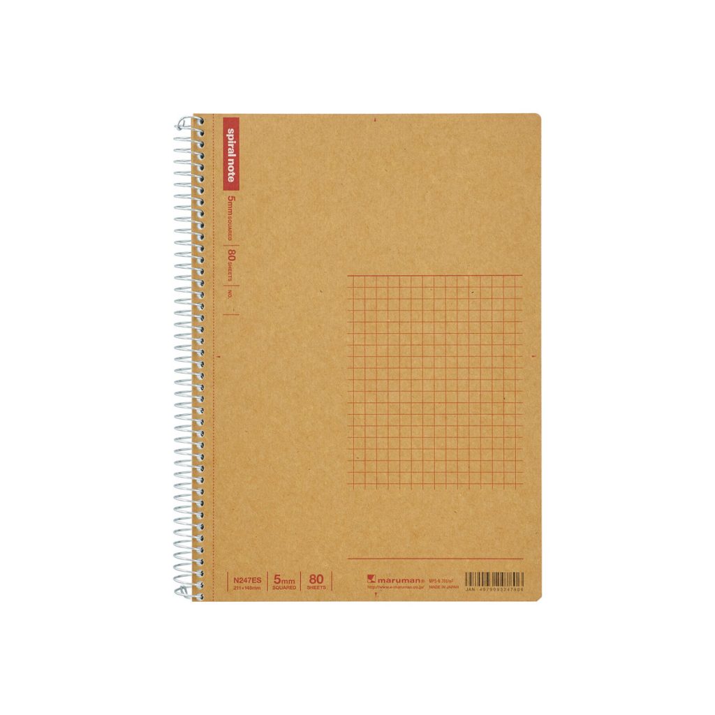 MARUMAN SPIRAL NOTEBOOK KRAFT SQUARE RULED 80SH A5 - Thef:;llstop